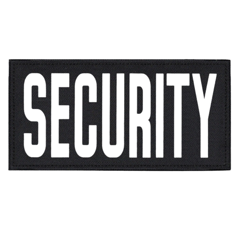 Security Back Patch Printed Hook w/Loop, 11x5 1/2" | White/Black ...